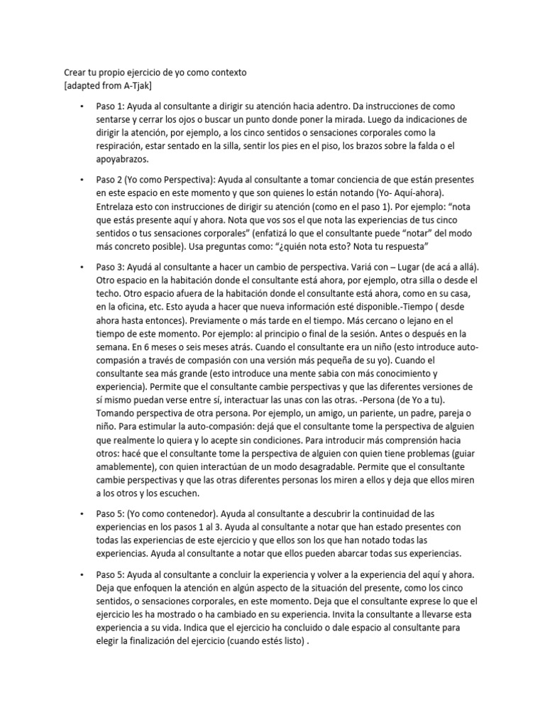 Crear Tu Propio Ejercicio de Yo Como Contexto | PDF | Experiencia ...