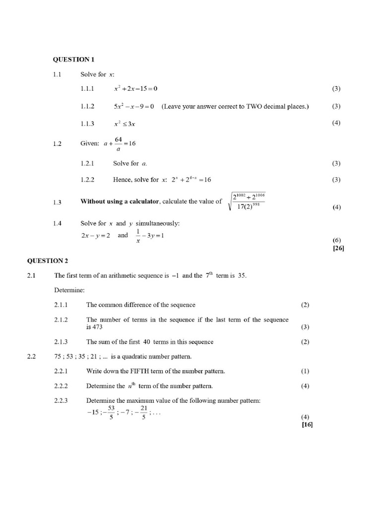 Maths Paper 1 Test | PDF