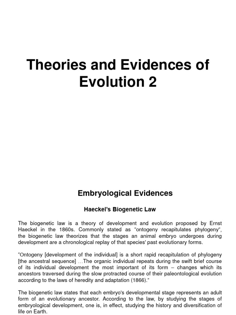 Biogenetic Law and Von Baer's Principles | PDF | Change | Biological ...