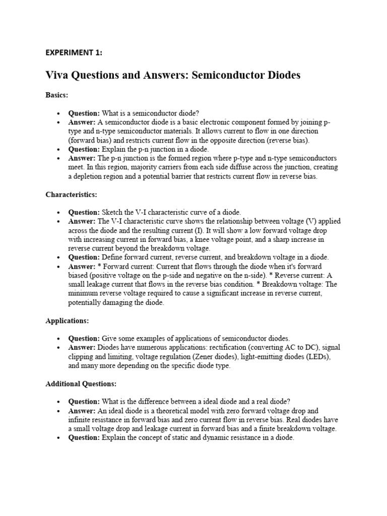 Experiment 1 | PDF | Amplifier | P–N Junction