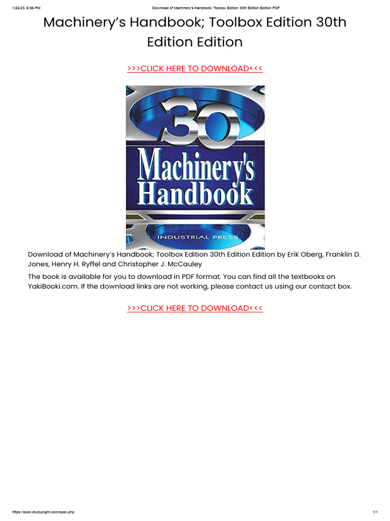 Machinery's Handbook Toolbox Edition 30th Edition Edition PDF | PDF
