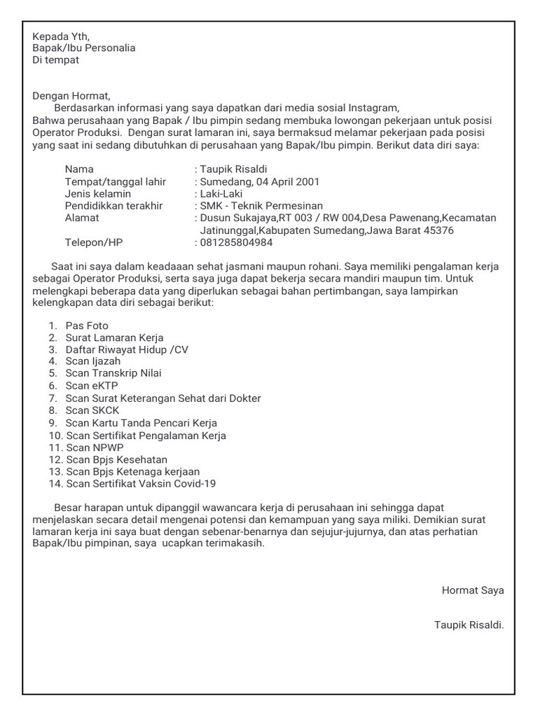 CV - Taupik Risaldi | PDF