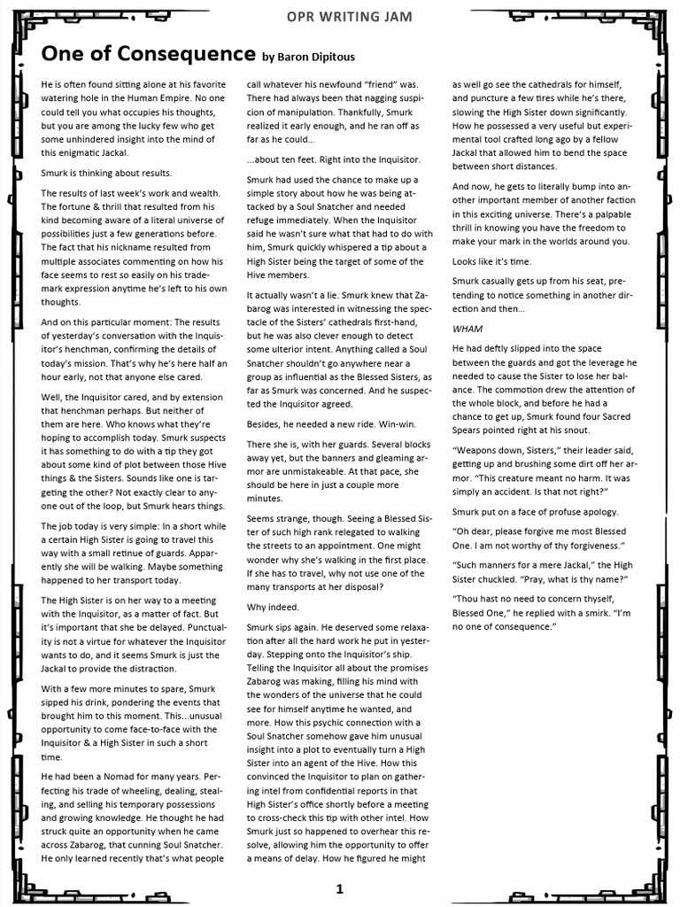 One of Consequence | PDF