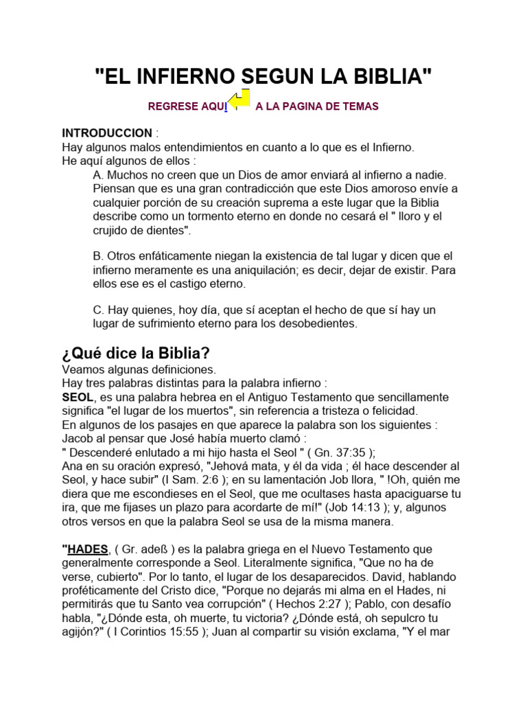 El Infierno Según la Biblia: Descripción y Conceptos | PDF | Infierno ...