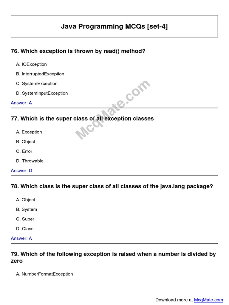 Java-Programming Solved MCQs (Set-4) | PDF | String (Computer Science) | Bit