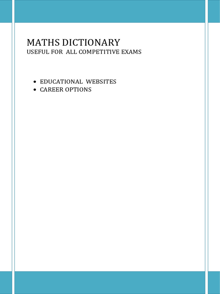 Maths Dictionary | PDF | Equations | Numbers