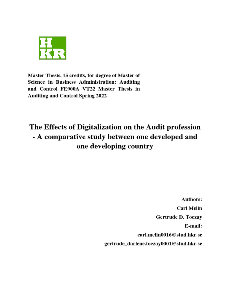 The Effects of Digitalization on the Audit Profession | PDF | Audit ...