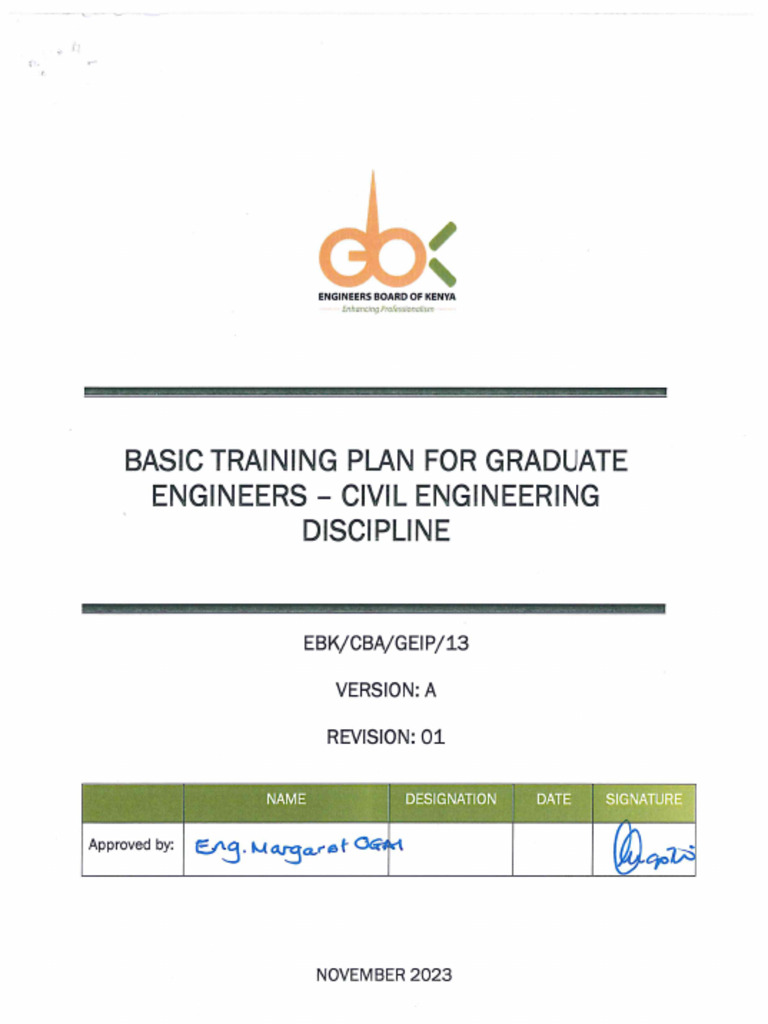 Basic Training Plan - Civil Engineering | PDF
