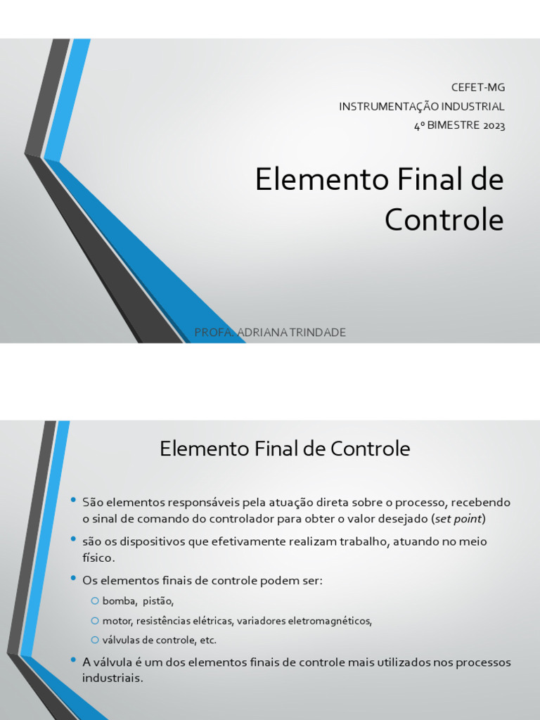 Elemento Final de Controle | PDF | Válvula | Tecnologias de gás