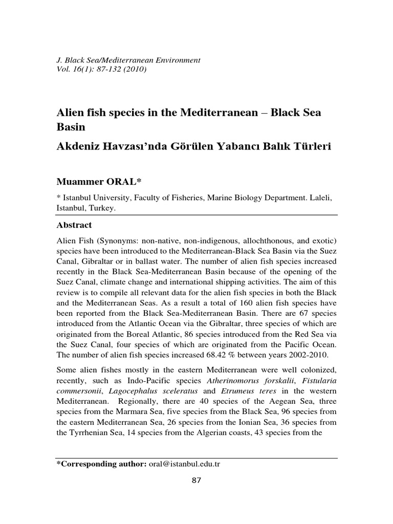 Alien Fish Species in The Mediterranean | PDF | Mediterranean Sea ...