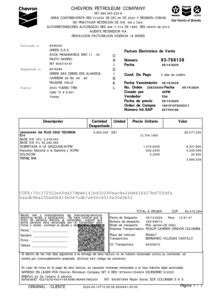 Chevron Petroleum Company | PDF | Factura | Business