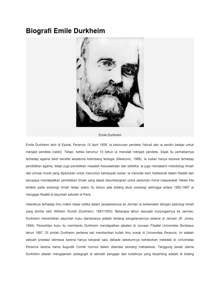 Biografi Emile Durkheim | PDF