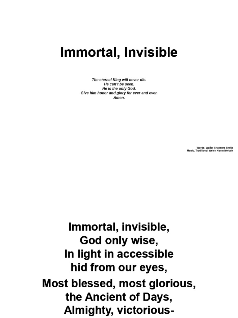 Immortal, Invisible: A Hymn Overview | PDF