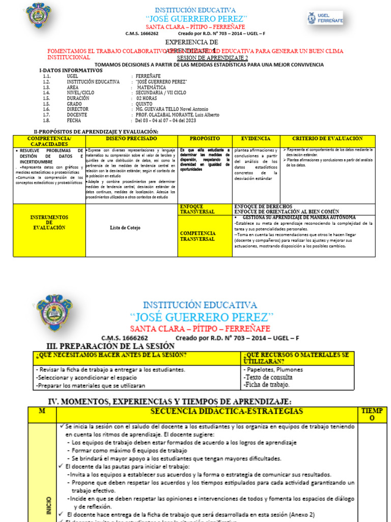 Sesión de Apren 2 - Exper 1 - 5° | PDF | Aprendizaje | Mediación