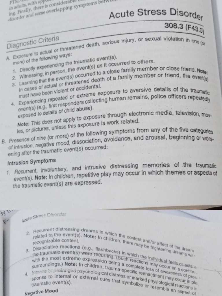 Acute Stress Disorder | PDF
