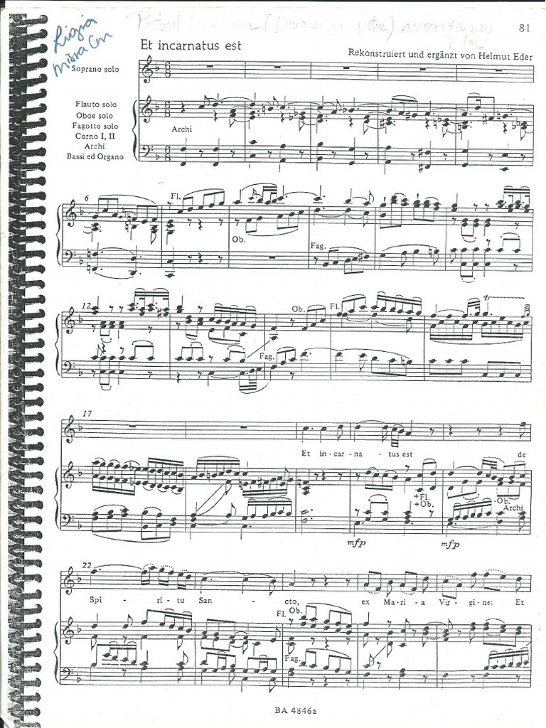 Mozart Mass CM - Et Incarnatus Est | PDF
