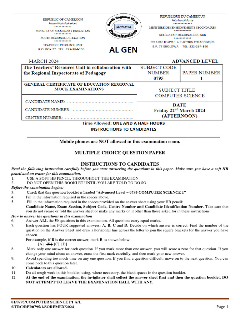 SRM AL CSC Paper 1 2024 | Download Free PDF | Time Complexity | Parsing