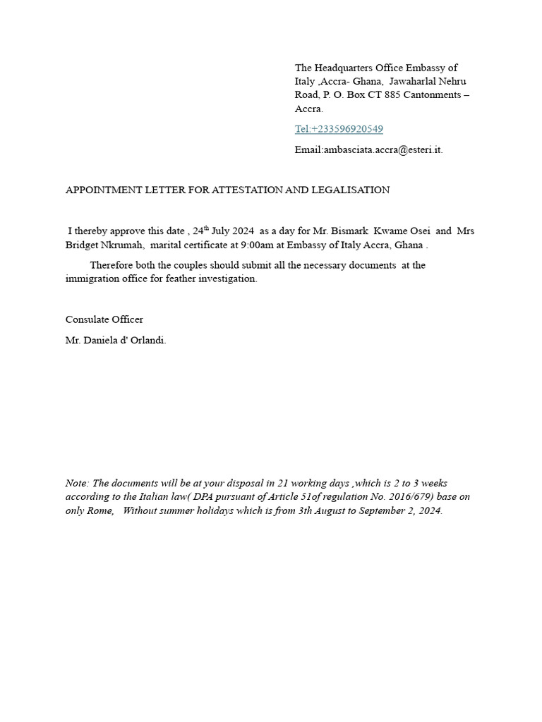 Appointment Date 2024 | PDF