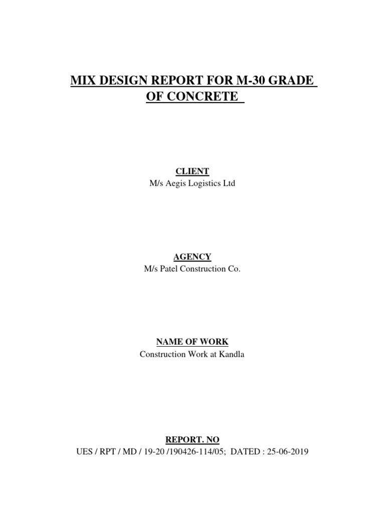 M-30 Concrete Mix Design Report | PDF | Concrete | Building Materials