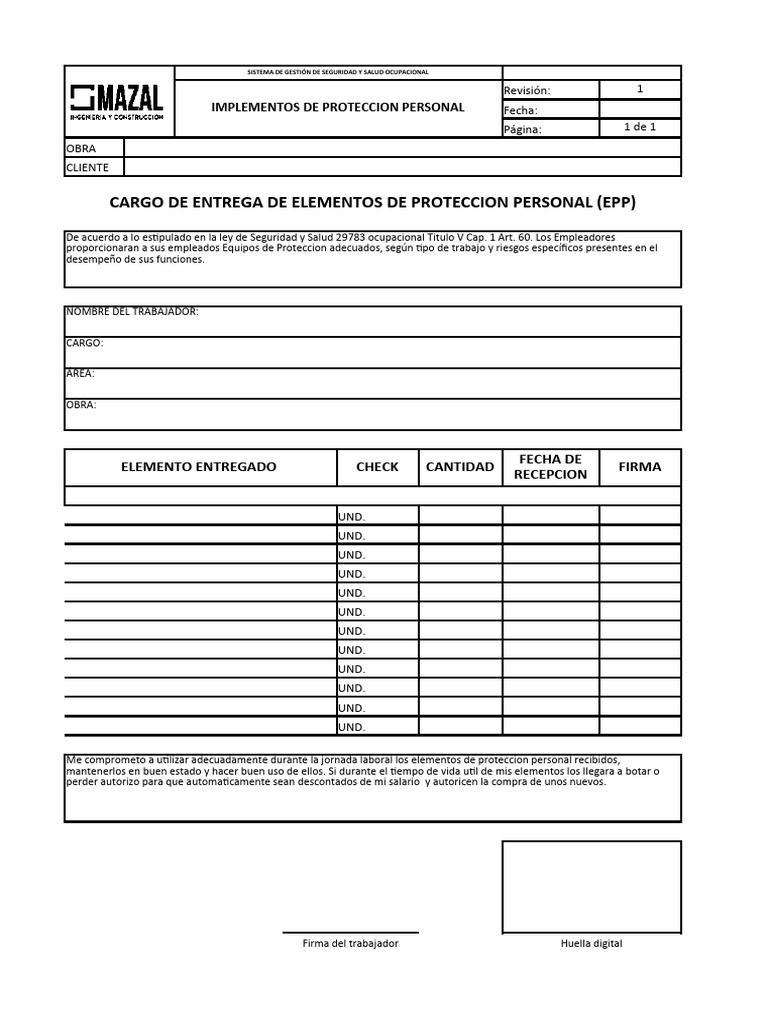 Formato de Epp | Descargar gratis PDF | Business