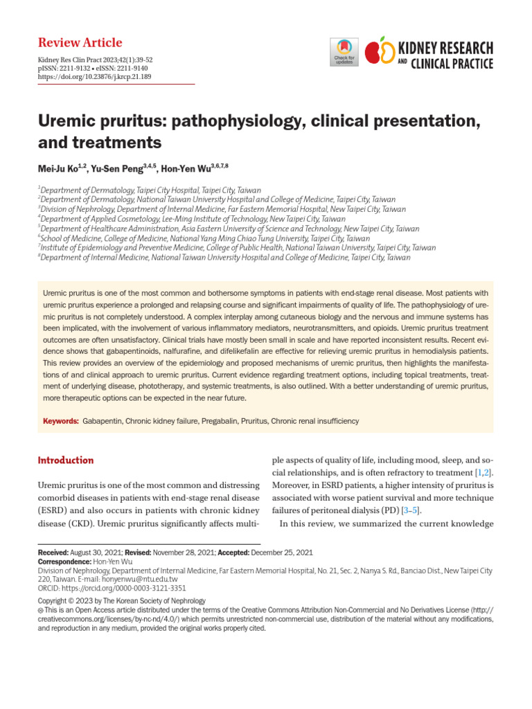 KRCP Uremic Pruritus 2023 | PDF | Chronic Kidney Disease | Nephrology