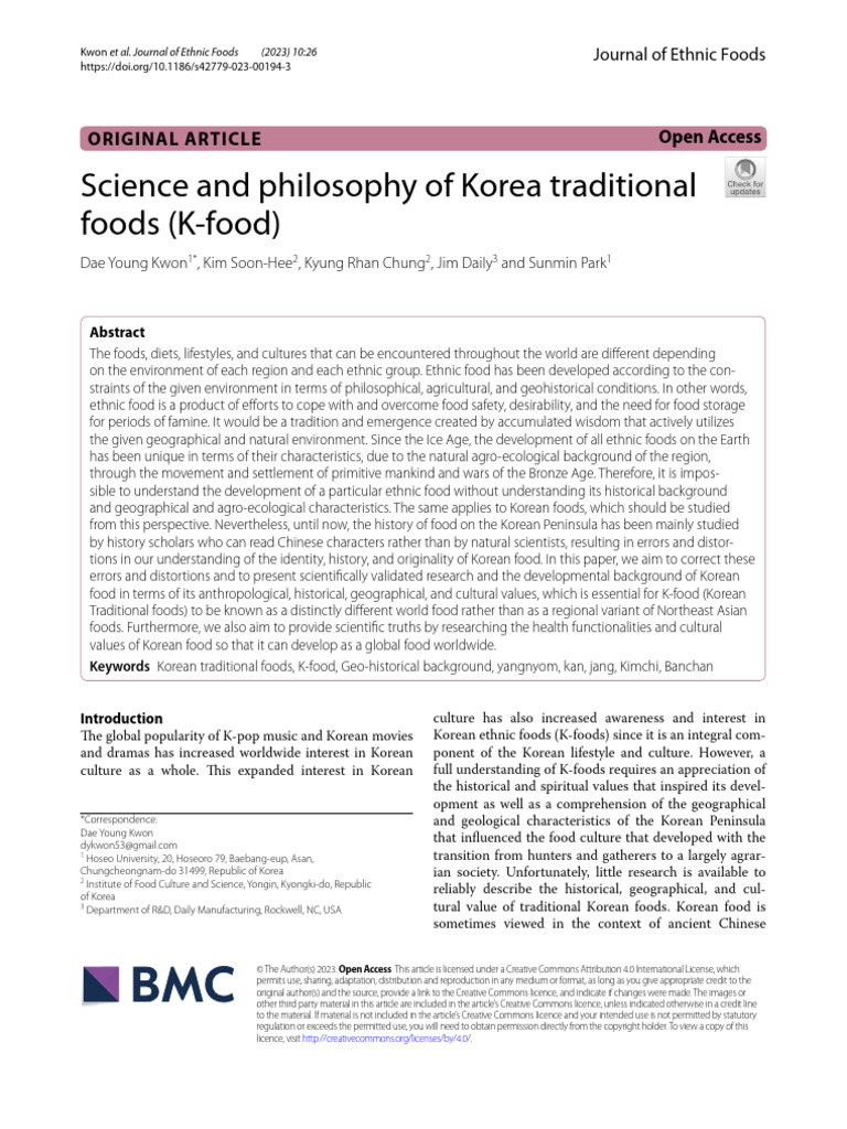Science and Philosophy of Korea Traditional Foods | PDF | Korean ...