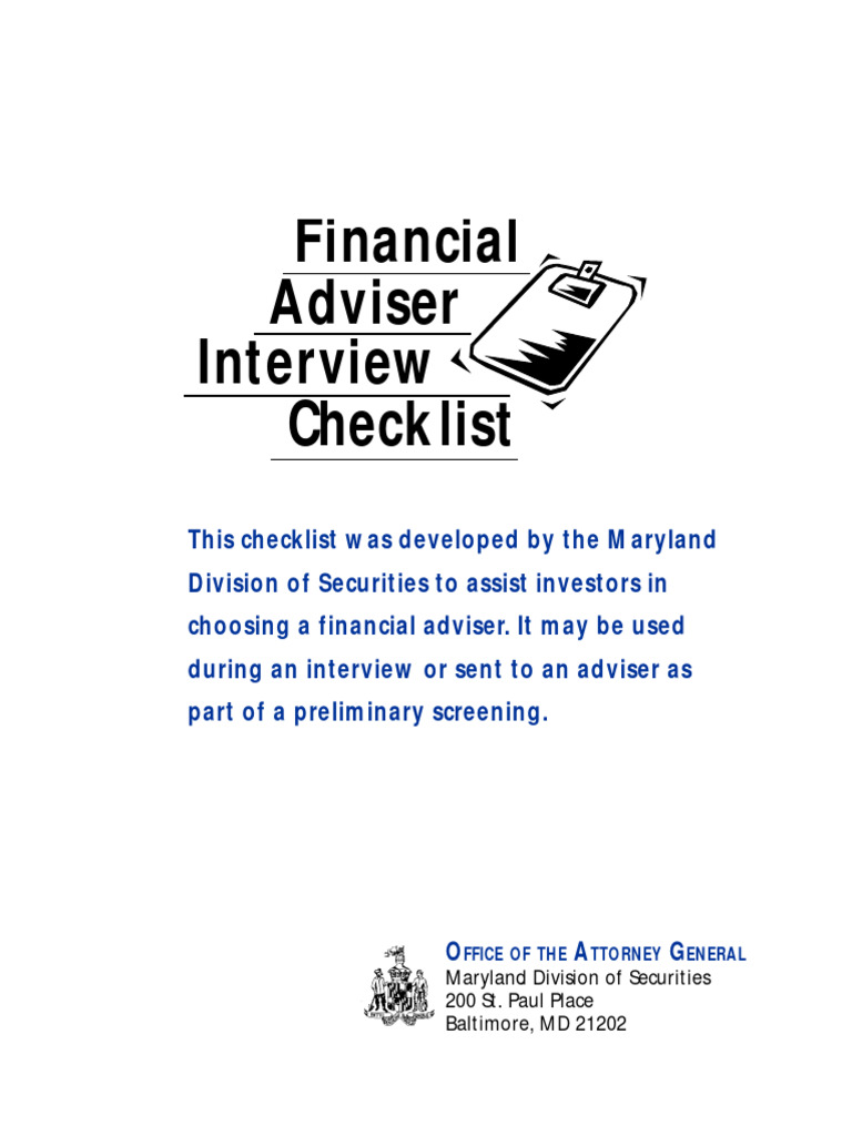 checklist | PDF | Mutual Funds | Financial Adviser