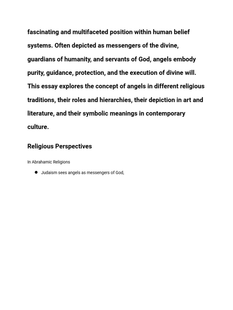 In Abrahamic Religions Judaism Sees Angels As Messengers of God | PDF