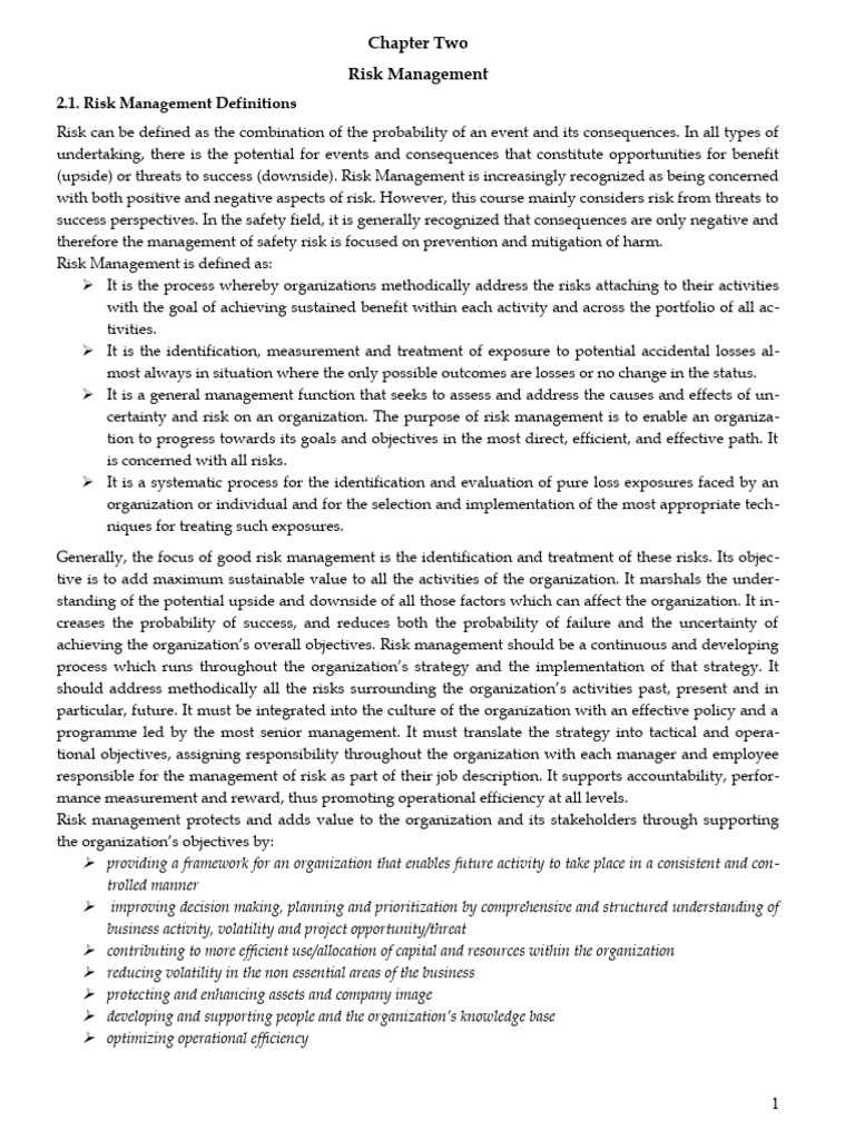 Chapter 2 Risk Management Edited (1) | PDF | Risk Management | Risk