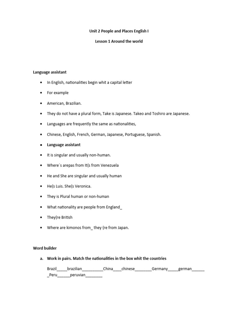 Unit 2 Lesson1 3 Listo | PDF | Linguistics | Languages