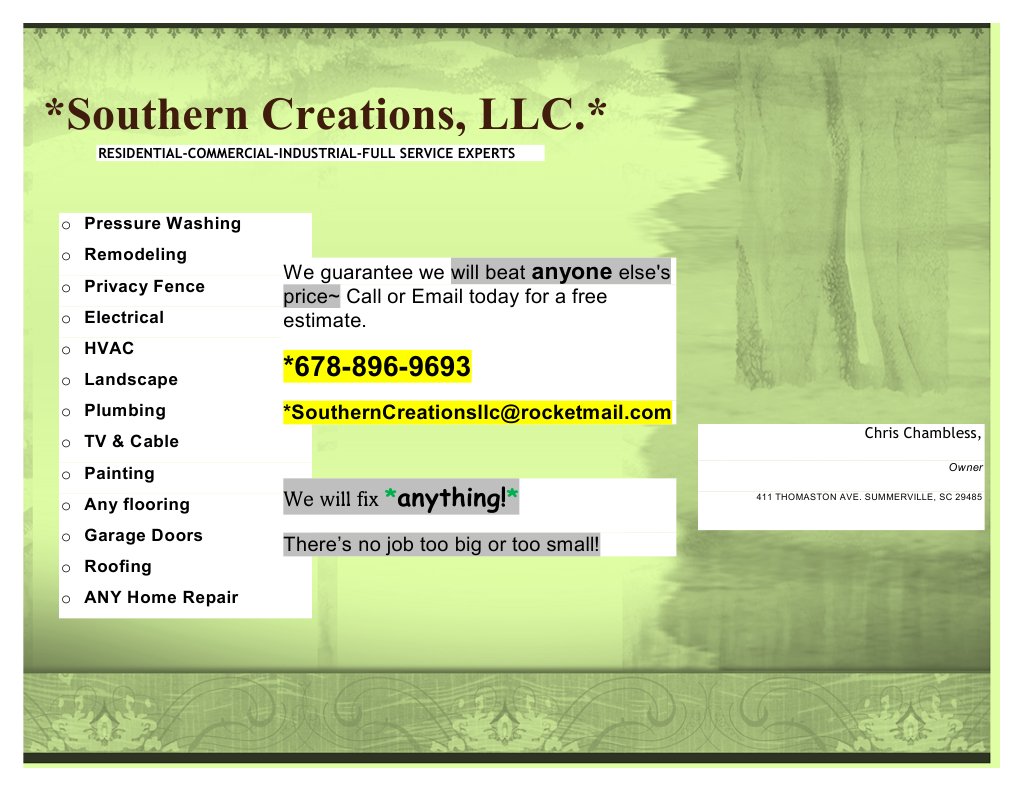 Southern Creations Eflyer | PDF
