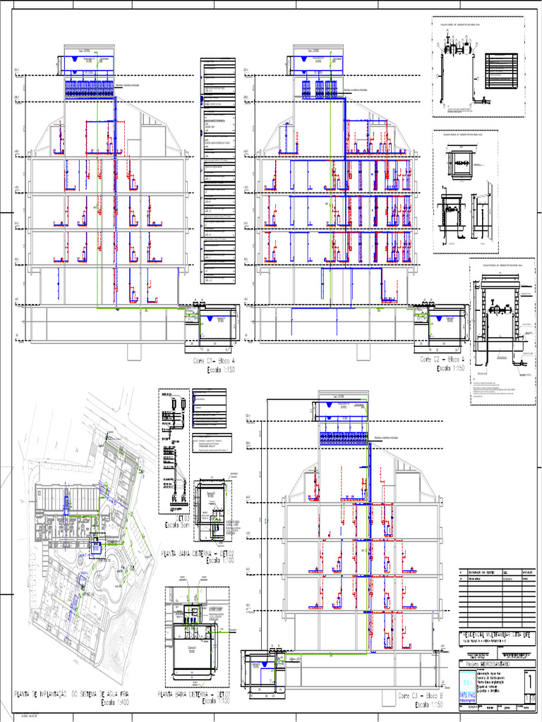 Prancha-implantacao-e-esquemas-verticais-hidraulicos-projeto-hidrossanitario | PDF