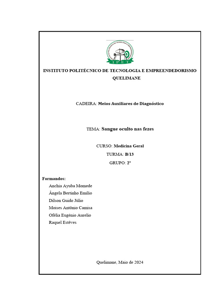 Sangue Oculto Nas Fezes NV | PDF | Colonoscopia | Doença de Crohn