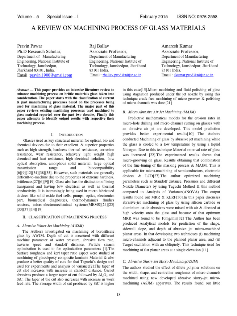 Machining Glass: A Comprehensive Review | PDF | Machining | Glasses