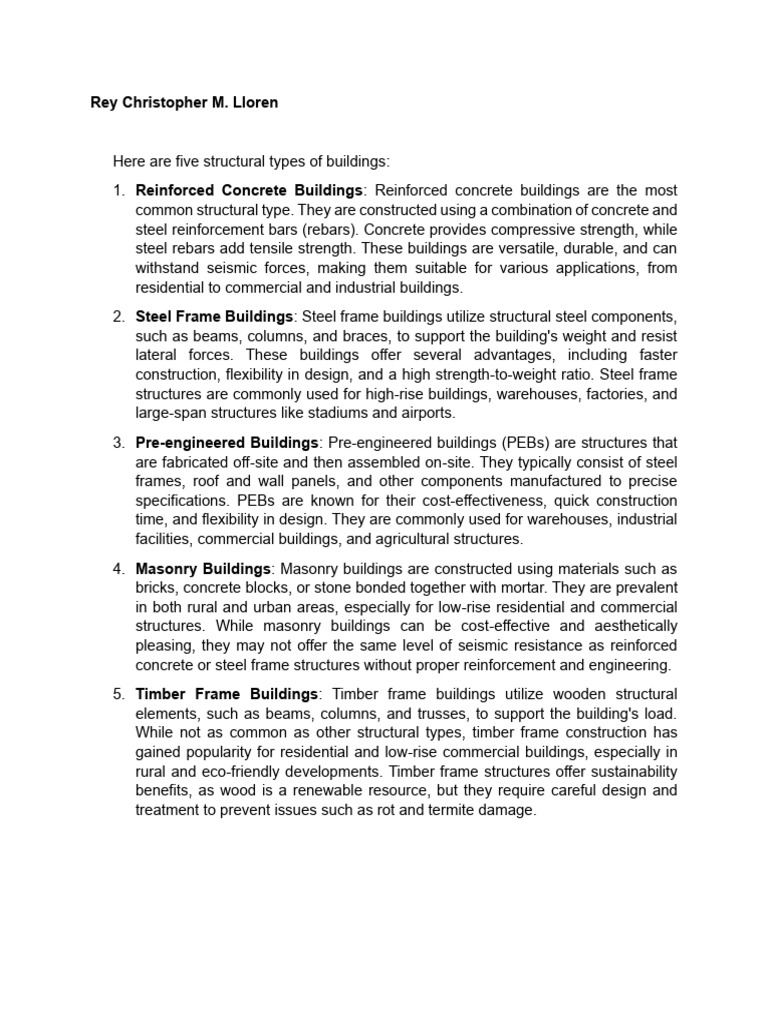 Types of Building Structures Explained | PDF | Masonry | Concrete