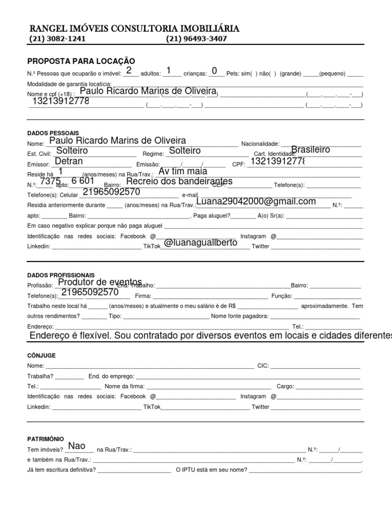 Ficha de Preenchimento (Atualizada) | PDF | Business