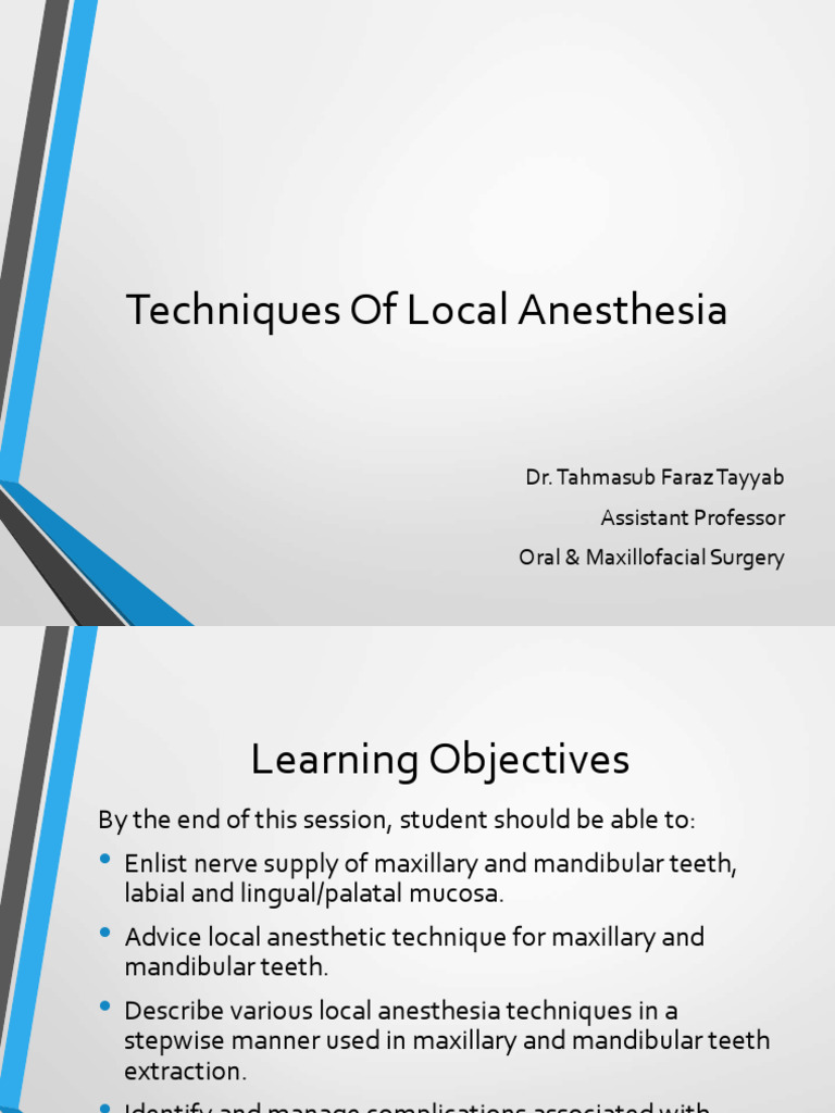 4-Techniques of Local Anesthesia-1 | PDF | Anatomy | Human Anatomy