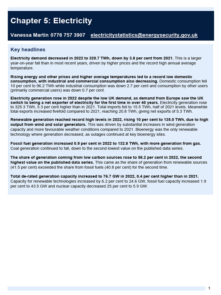 DUKES 2023 Chapter 5 | PDF | Electricity Generation | Wind Power