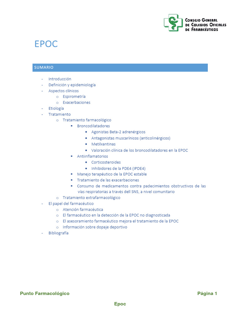 EPOC | PDF | Enfermedad pulmonar obstructiva crónica | Medicina