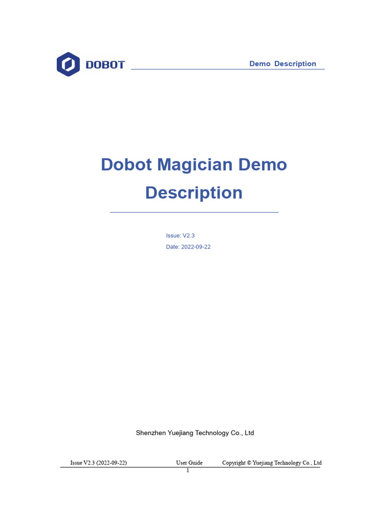 Dobot Magician Demo Description Pdf Software Computer Programming