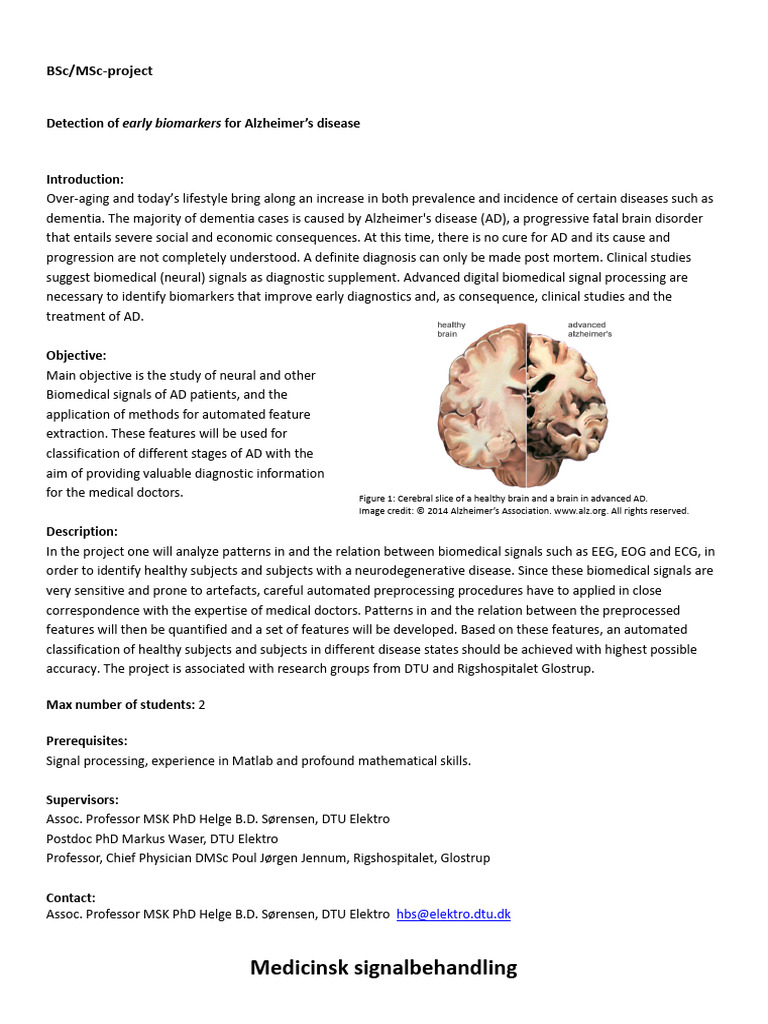 041 Detection Of Early Biomarkers For Alzheimers Disease Pdf Alzheimers Disease Medical