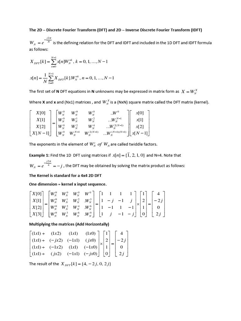 DSPB301 NOTES - 7 The 2D DFT - 1 | PDF | Discrete Fourier Transform ...