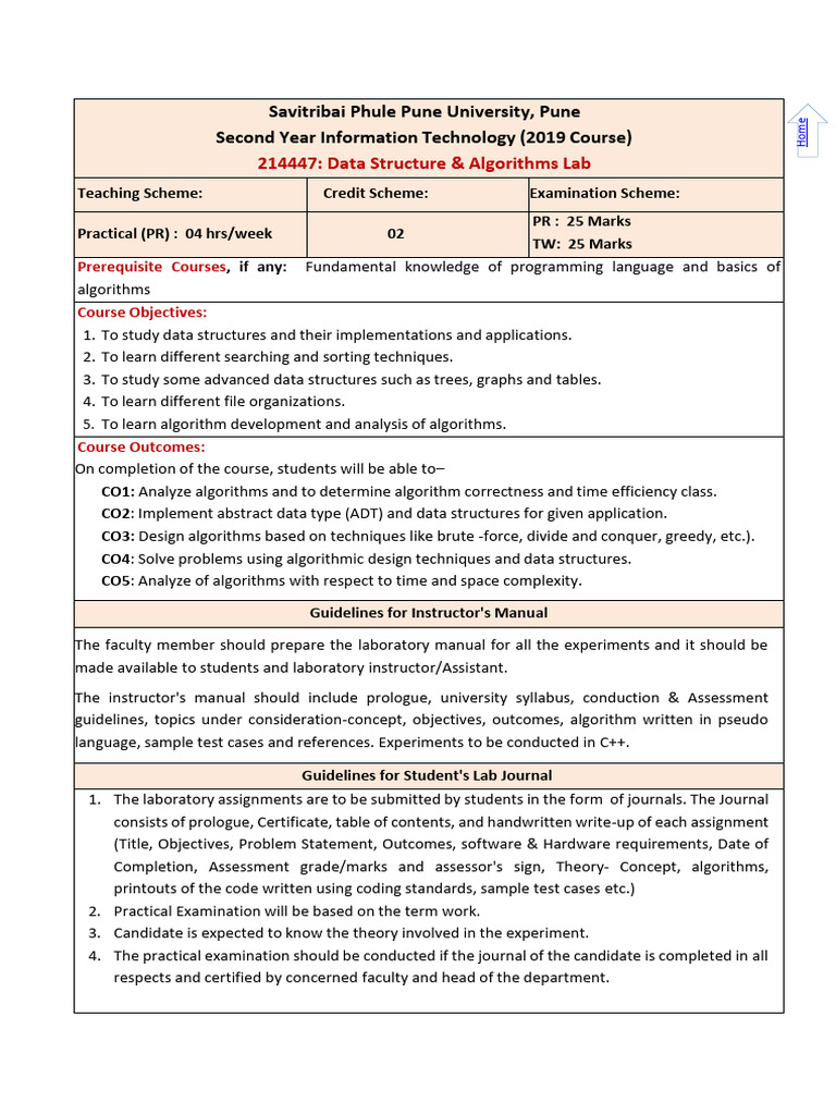 DSA Lab Syllabus | PDF | Algorithms | Algorithms And Data Structures