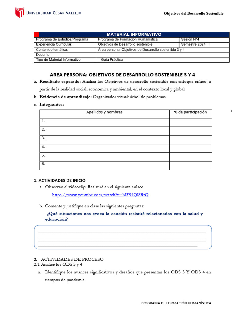 Guía Práctica #04 ODS 2024-1 2 | PDF | Desarrollo sostenible