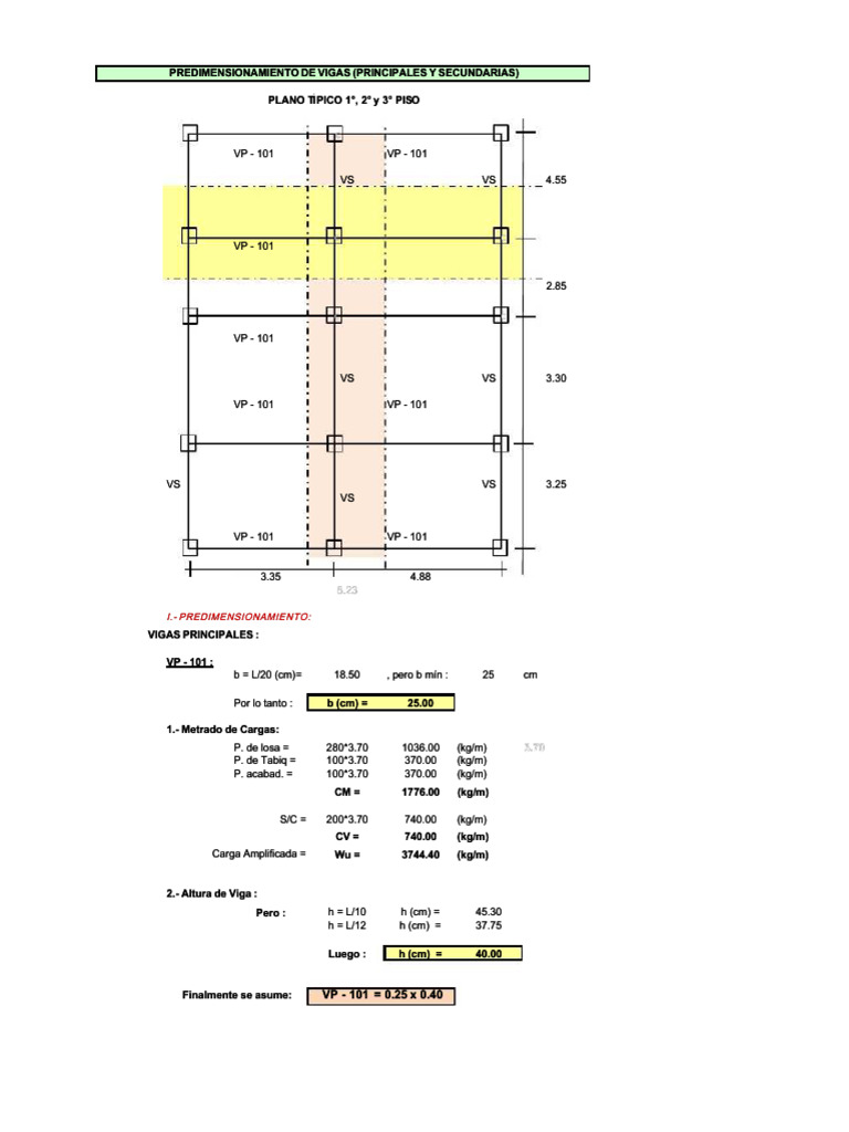Predimcolumnas y Vigas | PDF