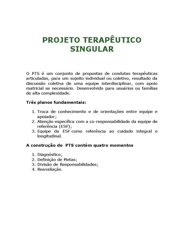 PROJETO TERAPÊUTICO SINGULAR