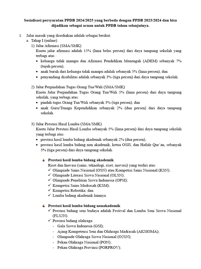 Sosialisasi Persyaratan PPDB 2024 | PDF