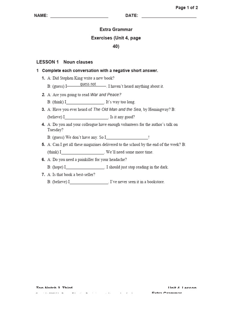 UNIT 04 Extra Gram Exercises | PDF