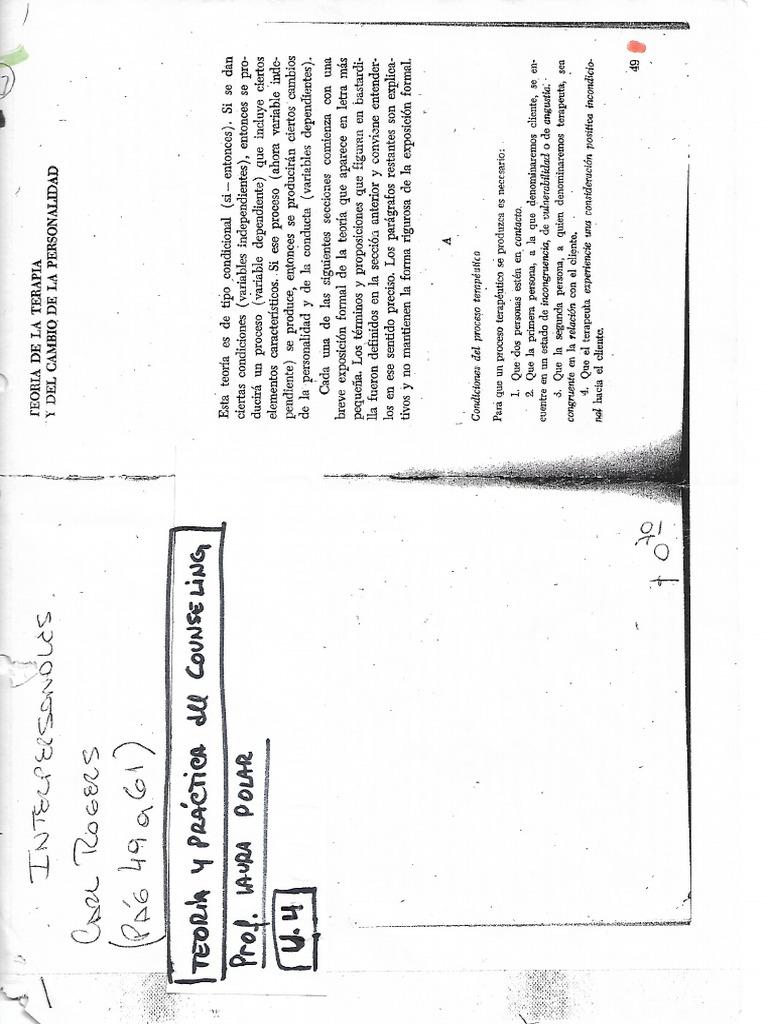 3) Teoria de La Terapia y Cbio de La Personalidad | PDF