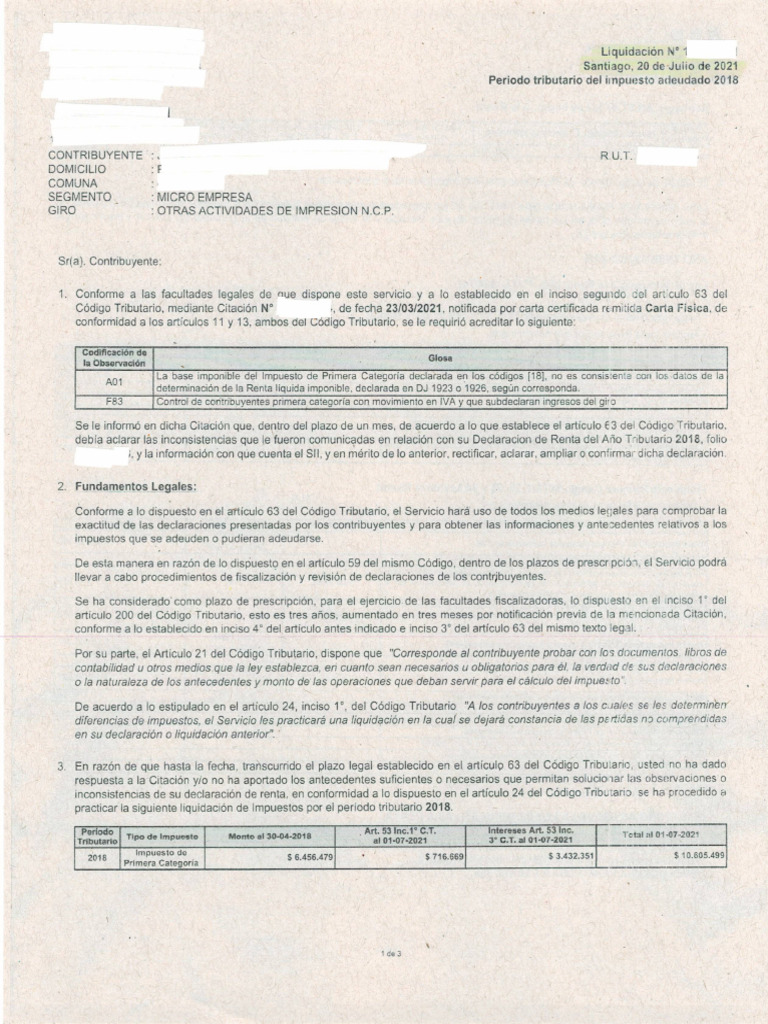 Ejemplo Liquidación | PDF